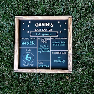 Last Day of School Chalkboard Personalized Framed Double Sided First ...