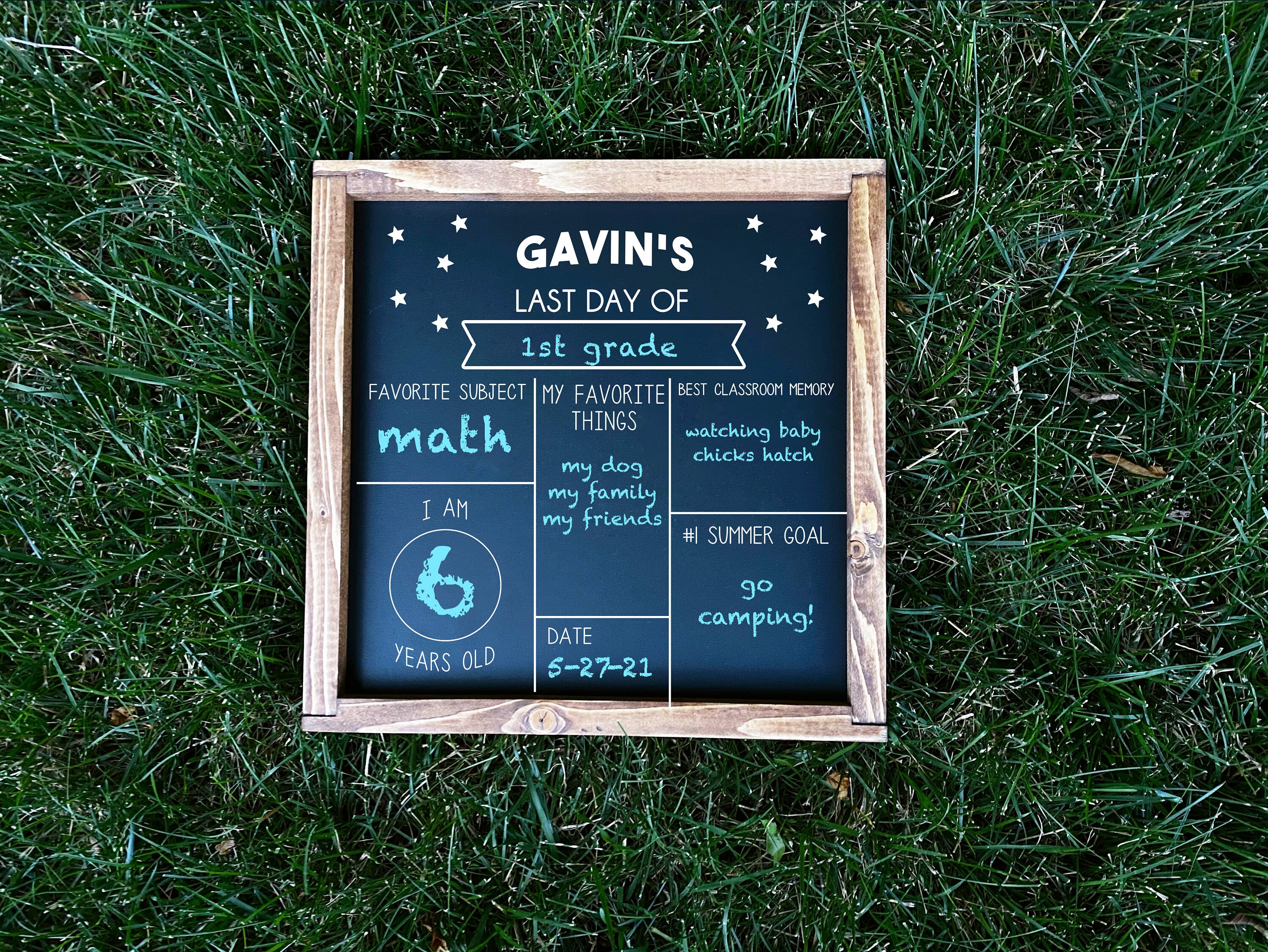 Last Day of School Chalkboard Personalized Framed Double Sided First ...