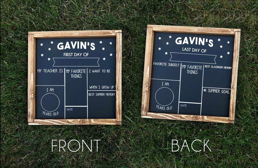 Last Day of School Chalkboard Personalized Framed Double Sided First ...