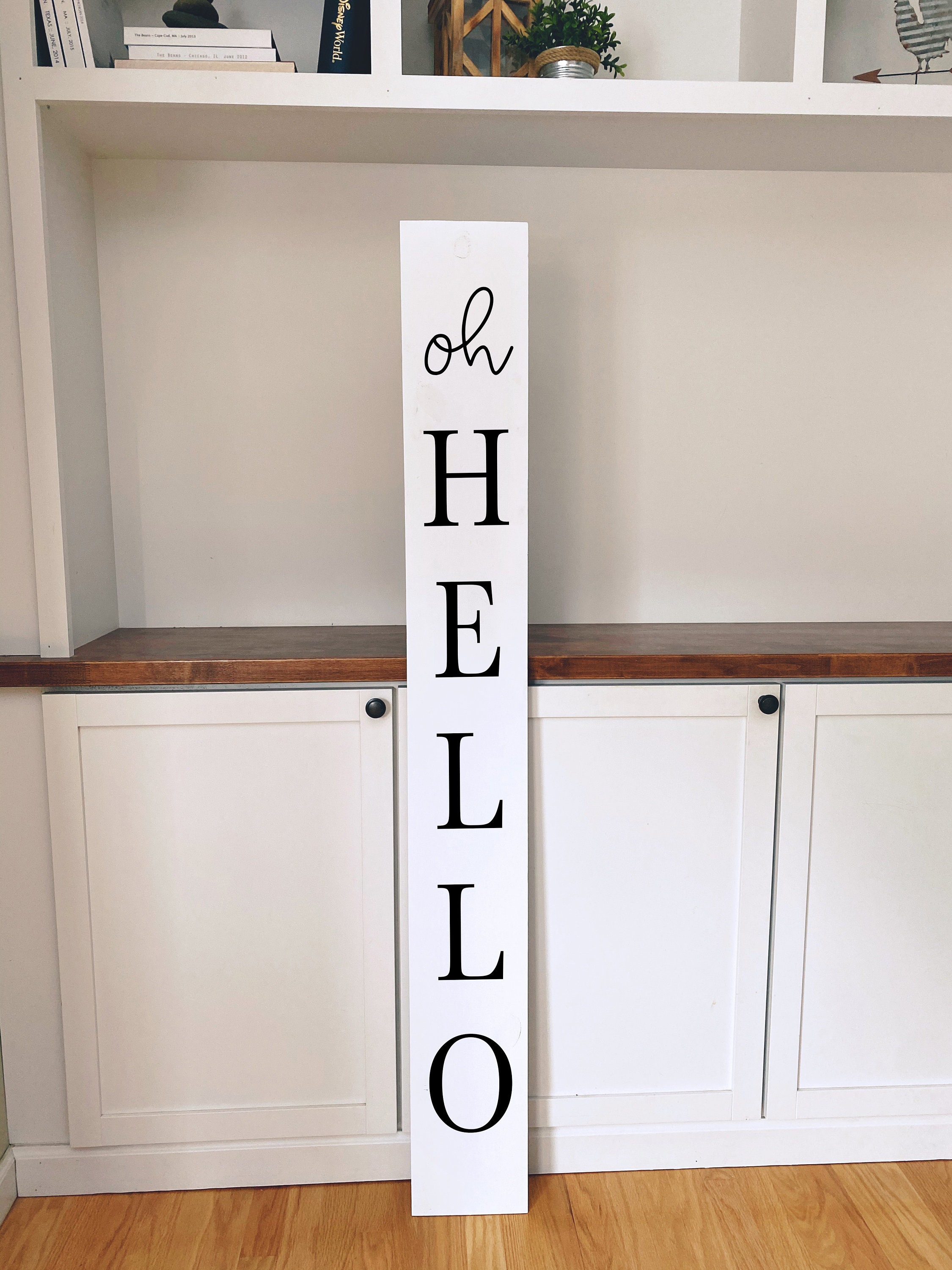 Oh Hello Vertical Welcome Sign White | Entryway Sign | White Front ...