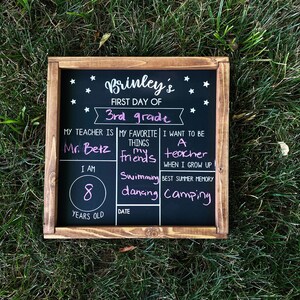 First Day of School Chalkboard Personalized Framed Double Sided First ...