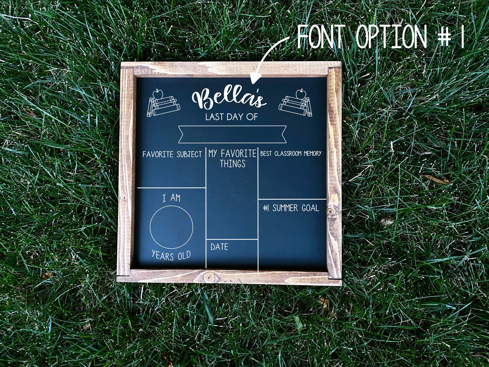 First Day of School Chalkboard Personalized Framed Double Sided First ...