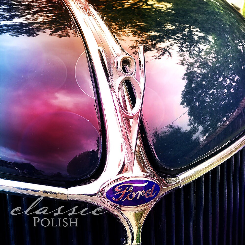 Classic Car Ford Emblem V8 Engine Vintage Automobile Photo - Etsy