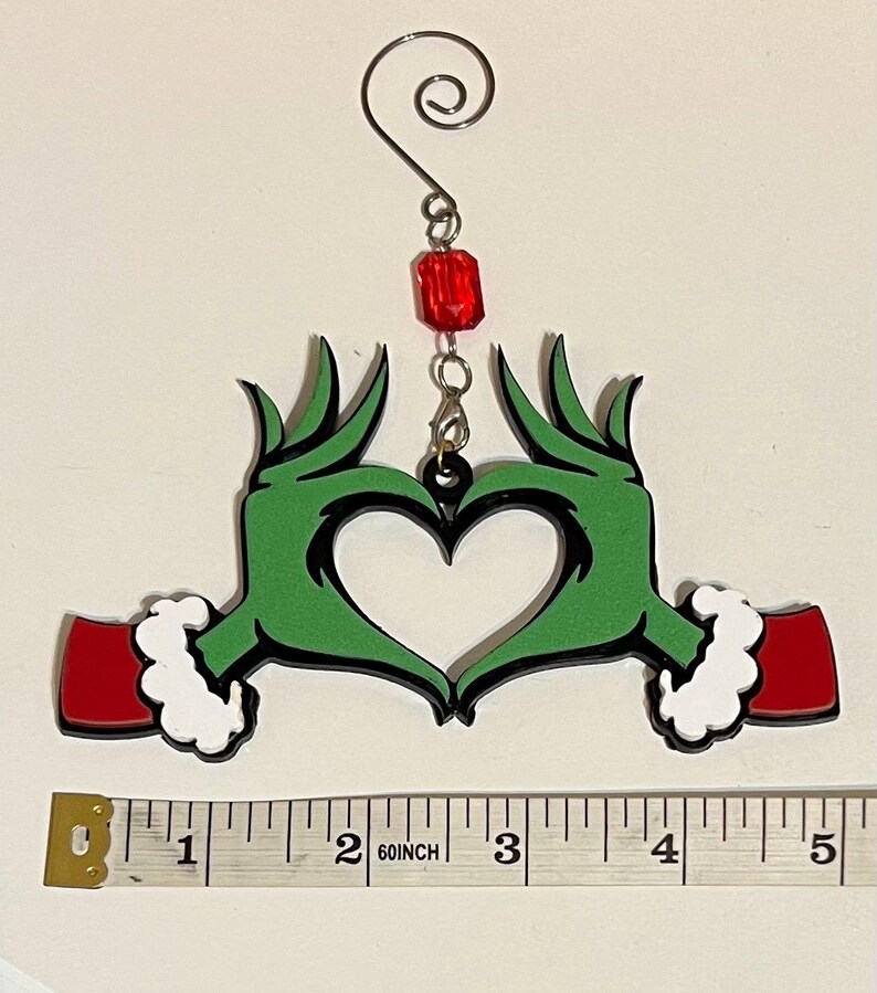 Grinch Heart Hands Ornament - Etsy