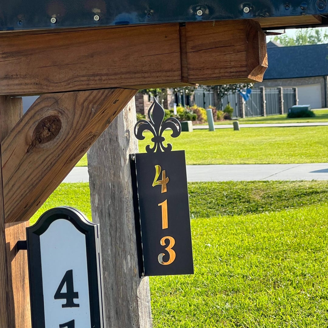 Vertical Hanging Address Sign With Fleur De Lis-custom House Number ...