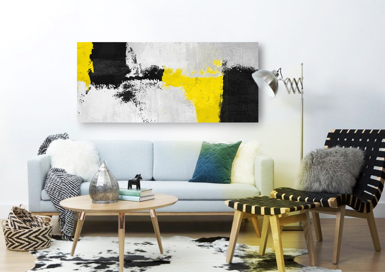 Black and Yellow Contemporary Wall Art Painting Modern Abstract Extra ...