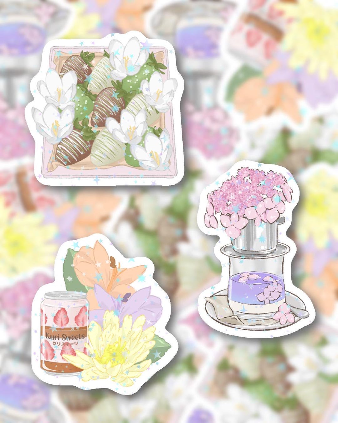 Floral Sweets Vinyl Sticker Decal | Elegant Flowers and Sweets Stickers ...