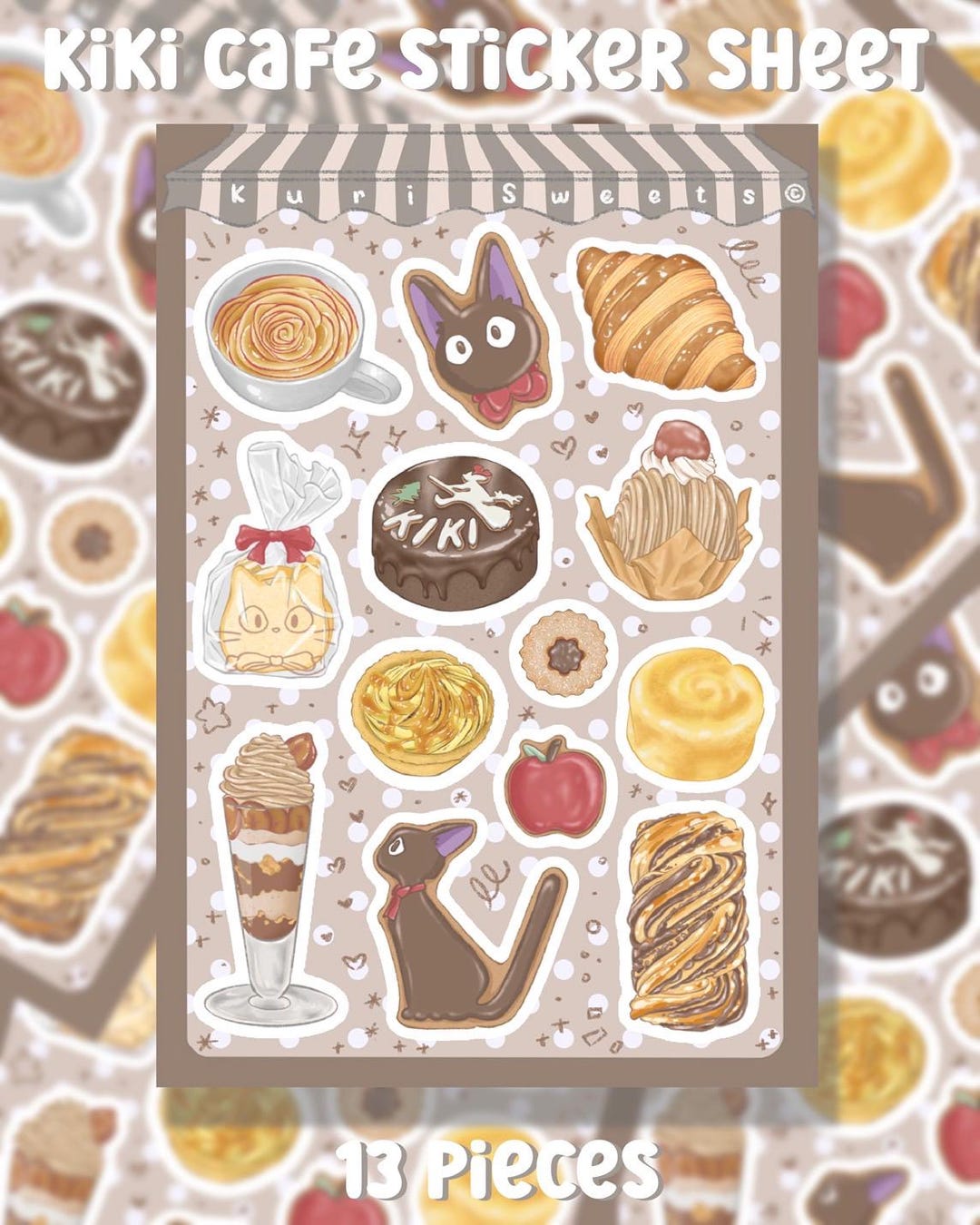Black Cat Bakery Sticker Sheet | Washi Paper, Glossy or Matte Finish - Etsy