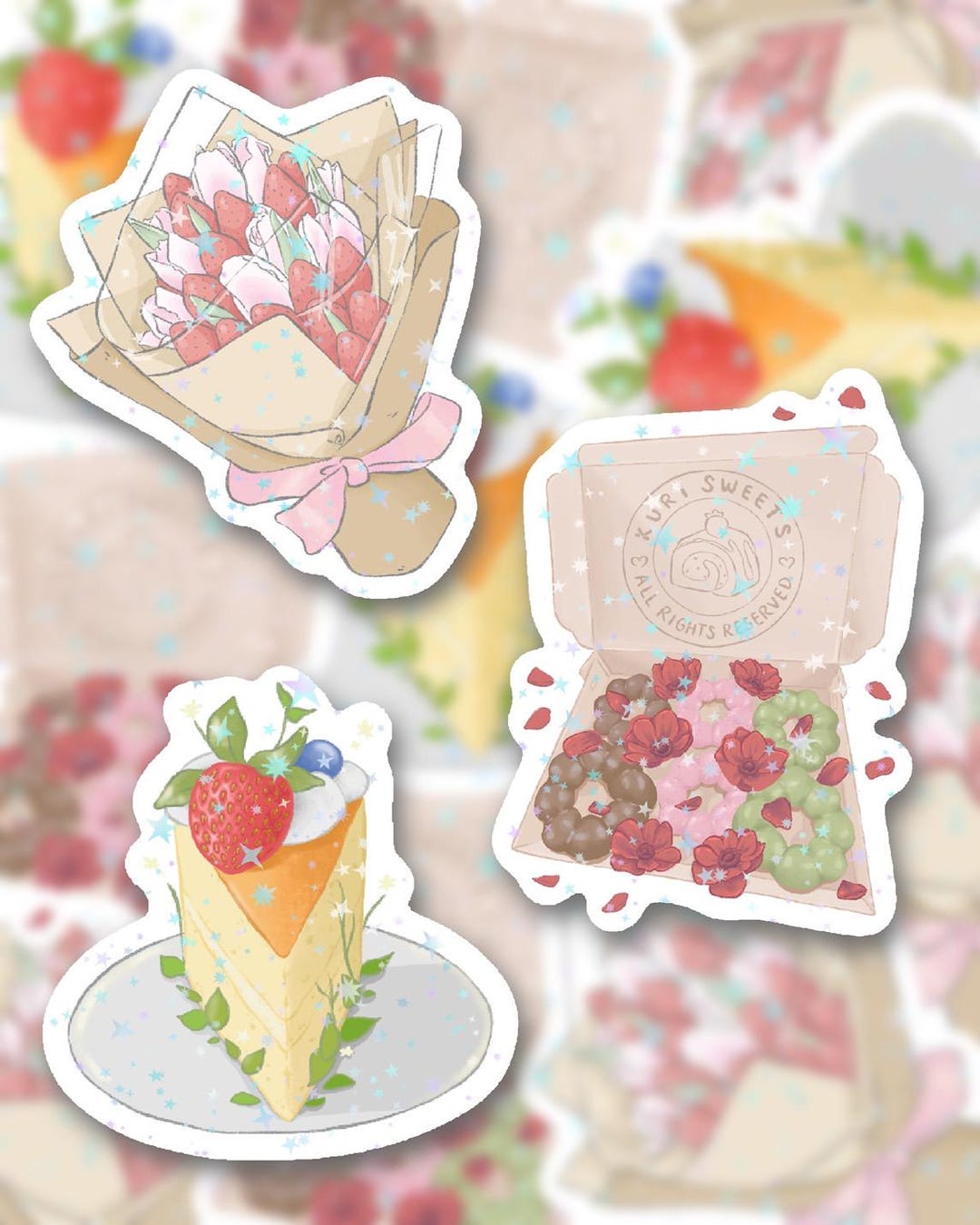 Lovely Floral Sweets Vinyl Sticker Decal | Elegant Floral Dessert ...