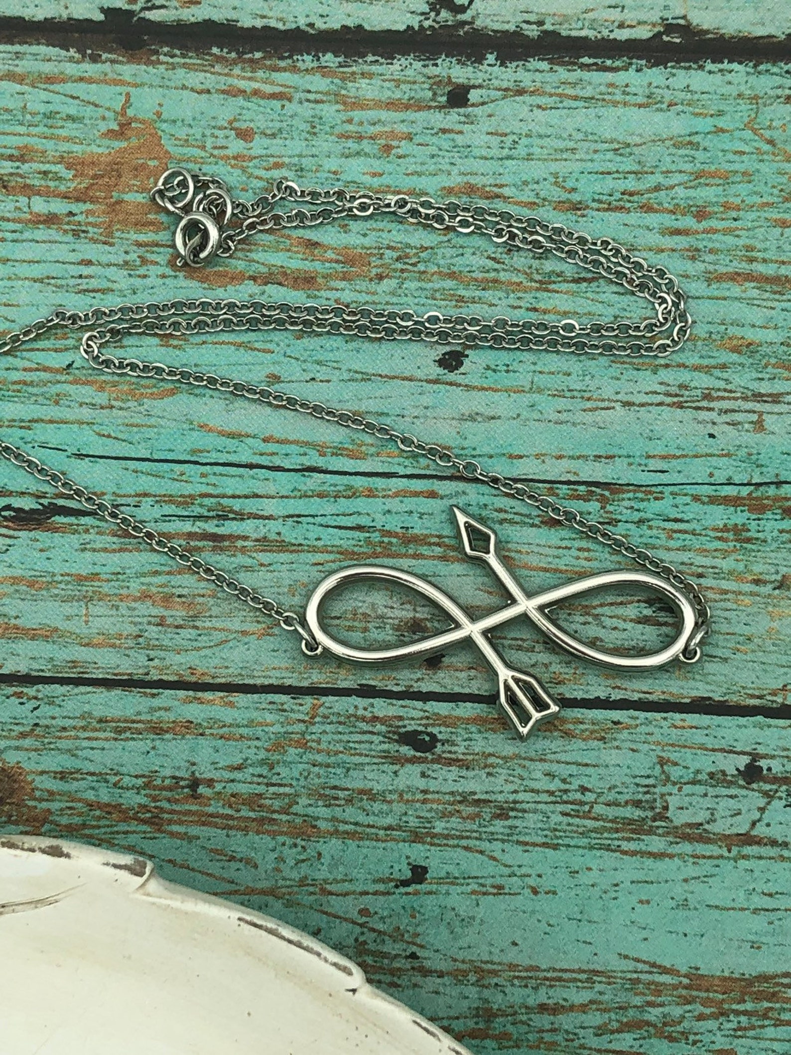Happy Kisses Malin Infinity Arrow Pendant Necklace – Silver With ...