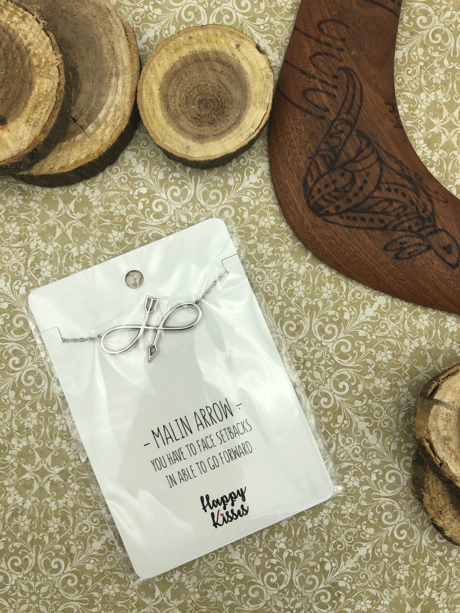 Happy Kisses Malin Infinity Arrow Pendant Necklace – Silver With ...