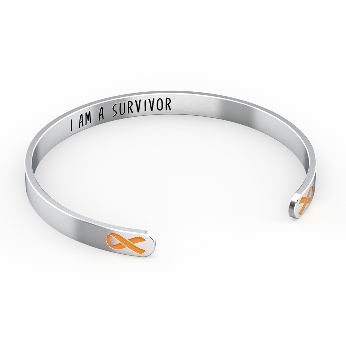 Leukemia & Kidney Cancer Awareness Bracelet – Orange Ribbon, “I Am A ...