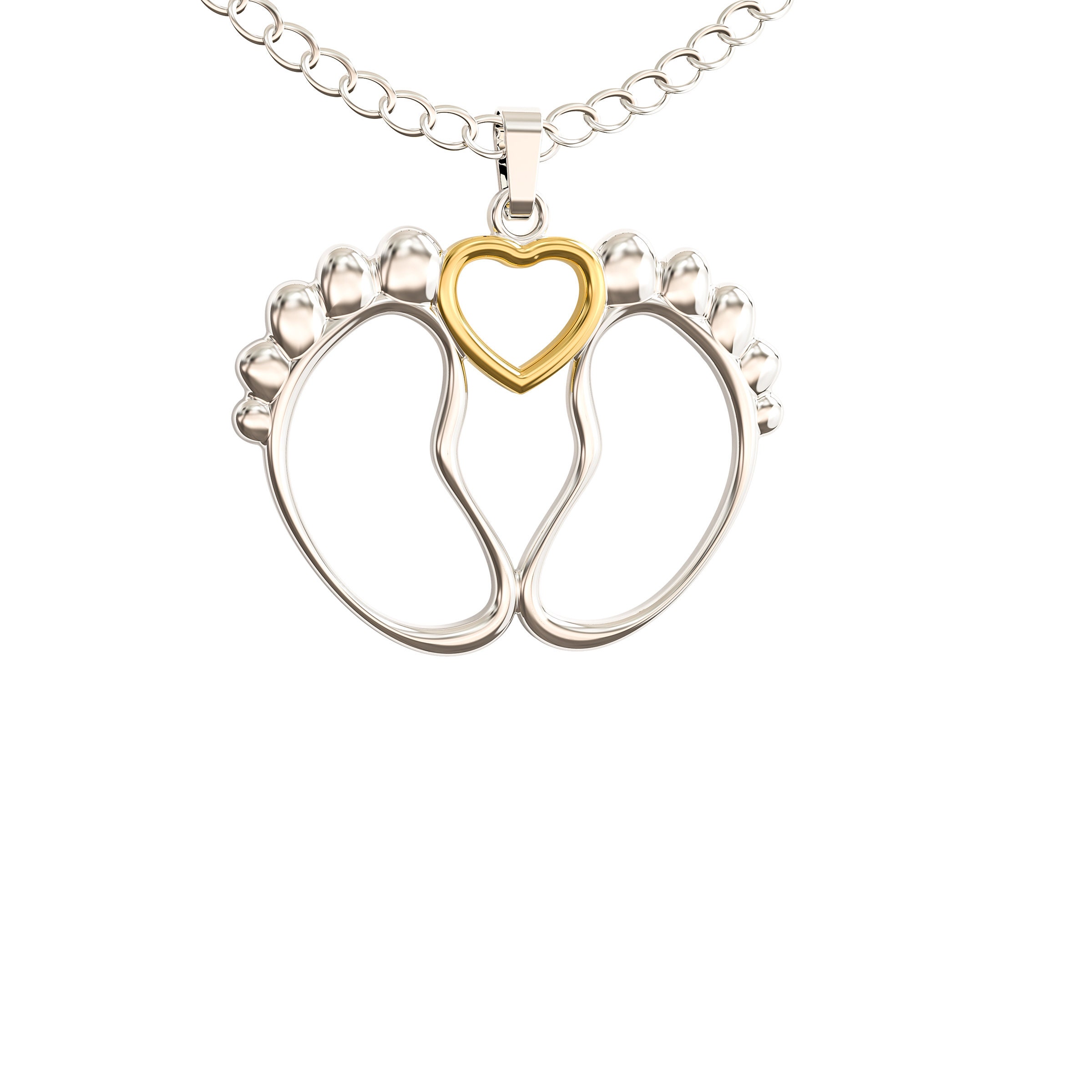 Baby Feet Necklace with Heart Cute Charm Pendant with Pro | Etsy