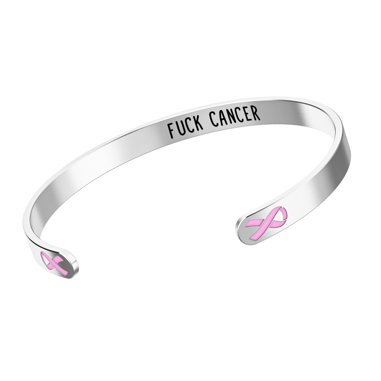Breast Cancer Awareness Bracelet - Pink Ribbon, “funk Cancer” - Gift ...