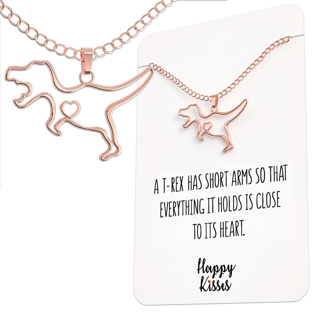 Dinosaur T-rex Necklace With Gift Box - Cute Pendant With Sweet and ...