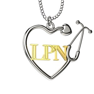 LPN Licensed Practical Nurse Stethoscope Heart Necklace Nurse | Etsy