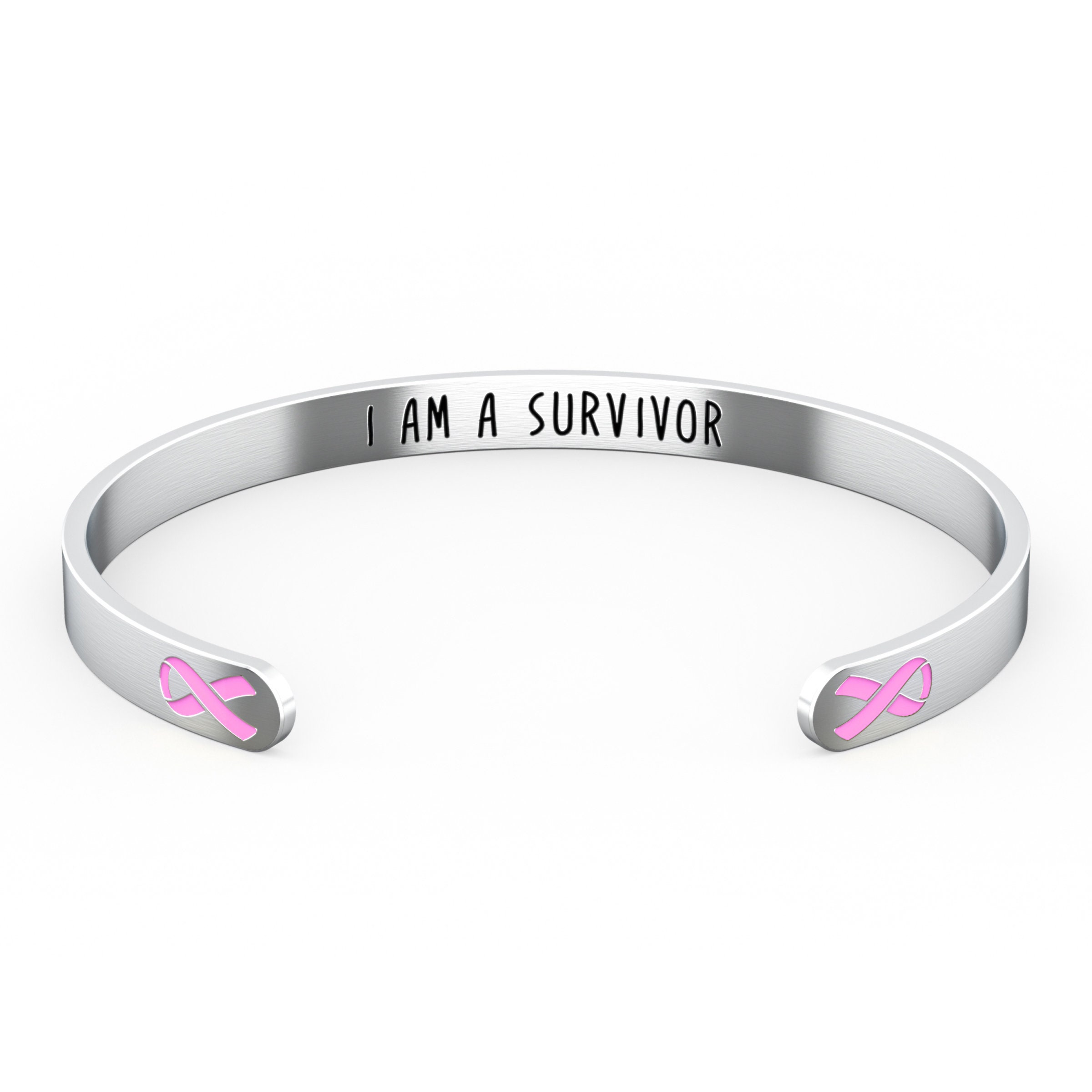 Breast Cancer Awareness Bracelet - Pink Ribbon, “I Am A Survivor ...