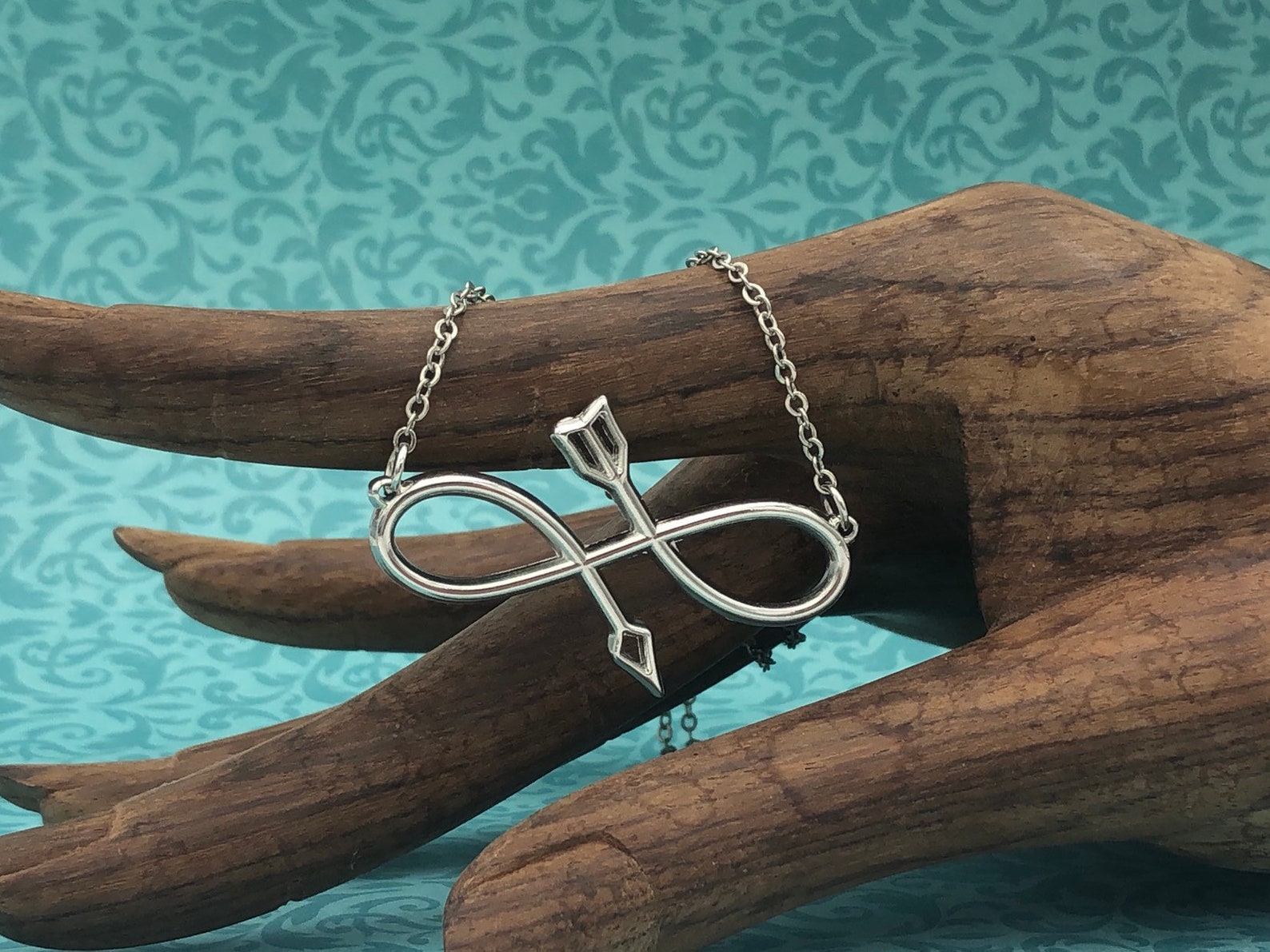 Happy Kisses Malin Infinity Arrow Pendant Necklace – Silver With ...