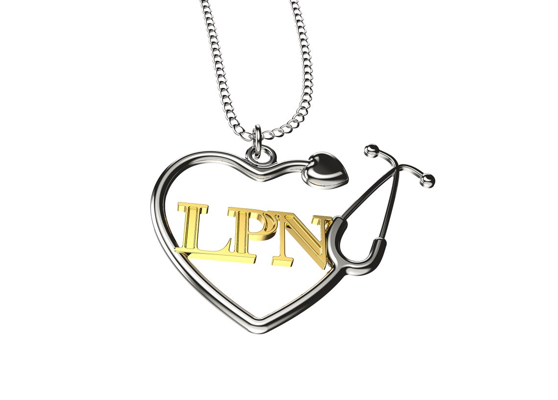 LPN Licensed Practical Nurse Stethoscope Heart Necklace Nurse - Etsy