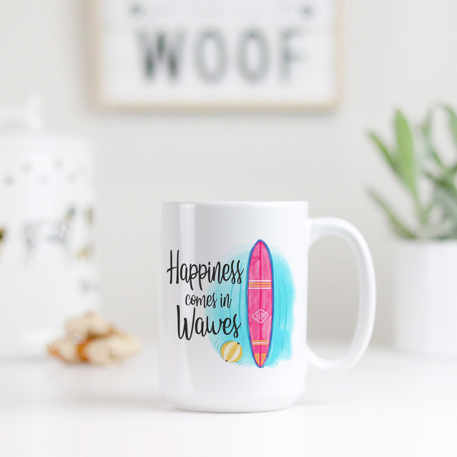 Surfer's Coffee Mug "happiness Comes in Waves" Beach Lovers Gifts for ...
