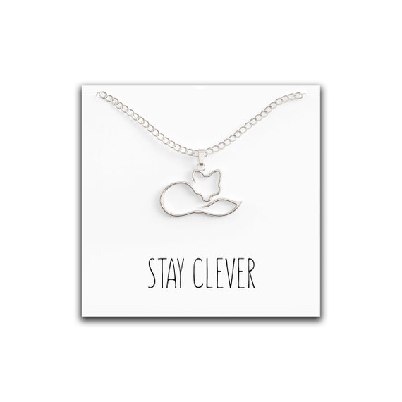 Fox Necklace stay Clever Message Pendant Cute Charm Gift - Etsy