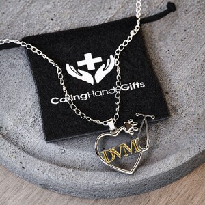 Vet Necklace - Veterinarian DVM Stethoscope Dog Paw Heart Pendant - DVM ...