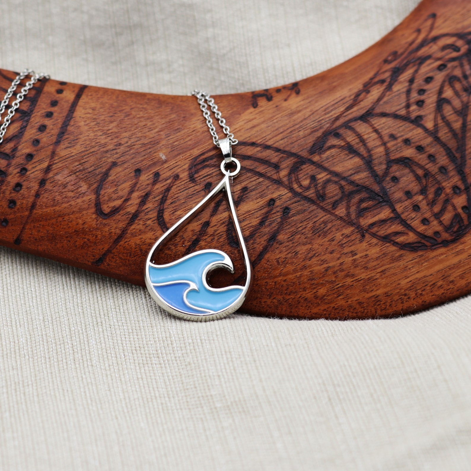 Silver Ocean Wave Necklace – Surfer Beach Jewelry Gift - Etsy