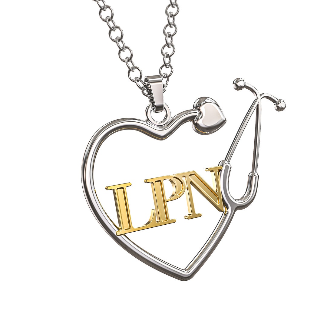 LPN Licensed Practical Nurse Stethoscope Heart Necklace, Nurse Gift ...
