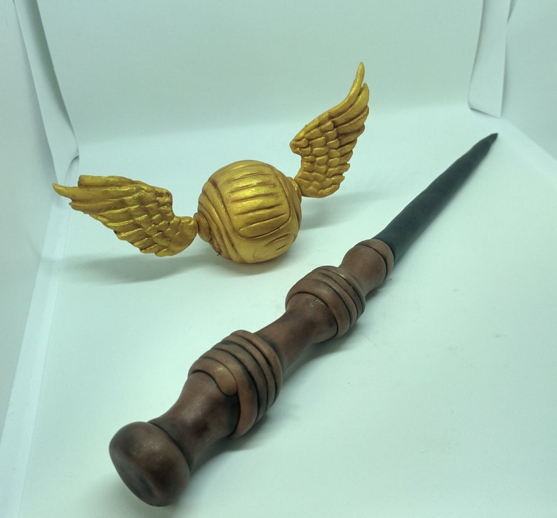 Harry Potter Magic Wand and Gold Snitch Cake Toppers Handmade - Etsy UK