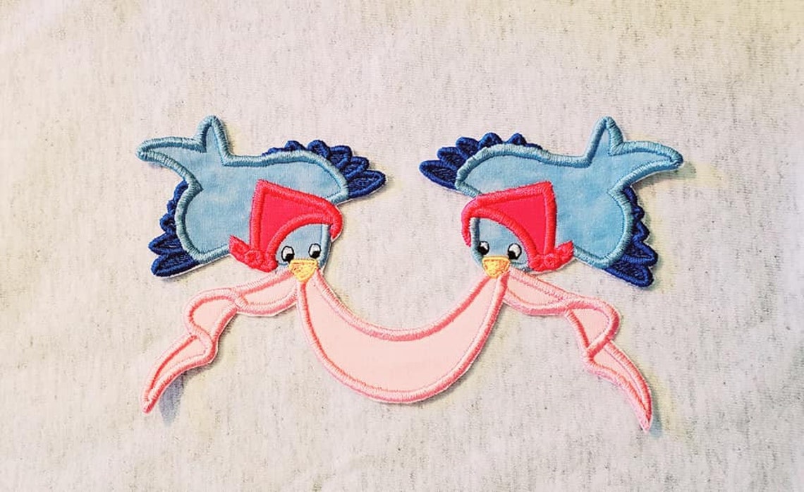 Cinderella Bluebirds With Ribbon Applique Design 5x7 and 6x10 | Etsy