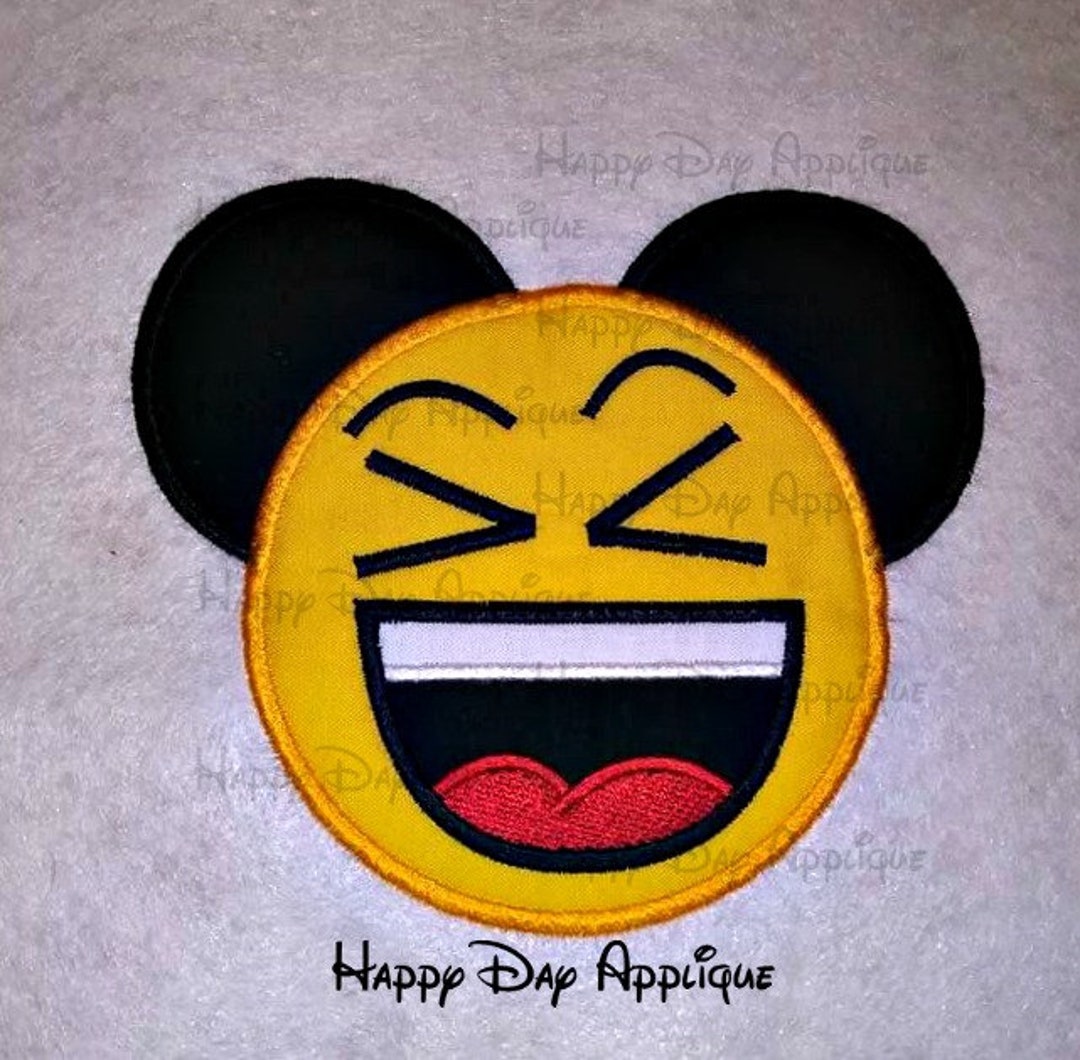 Mickey Mouse LOL Laughing Emoji Applique Design 5x7 and 6x10 Instant ...