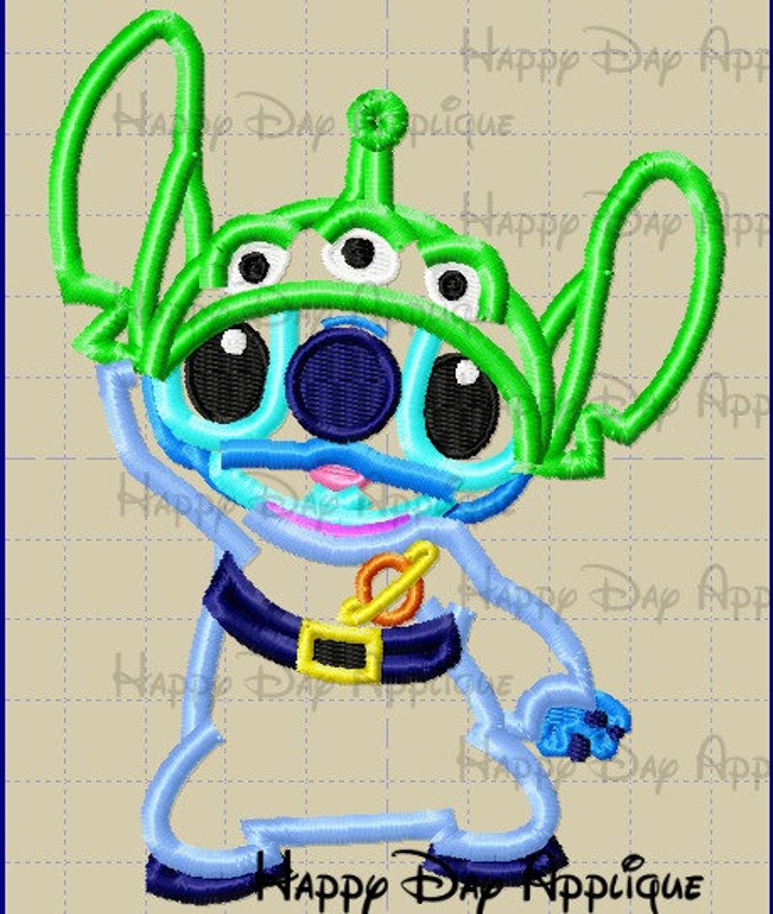 Stitch as Green Alien Applique Design 5x7 and 6x10 Instant Download ...