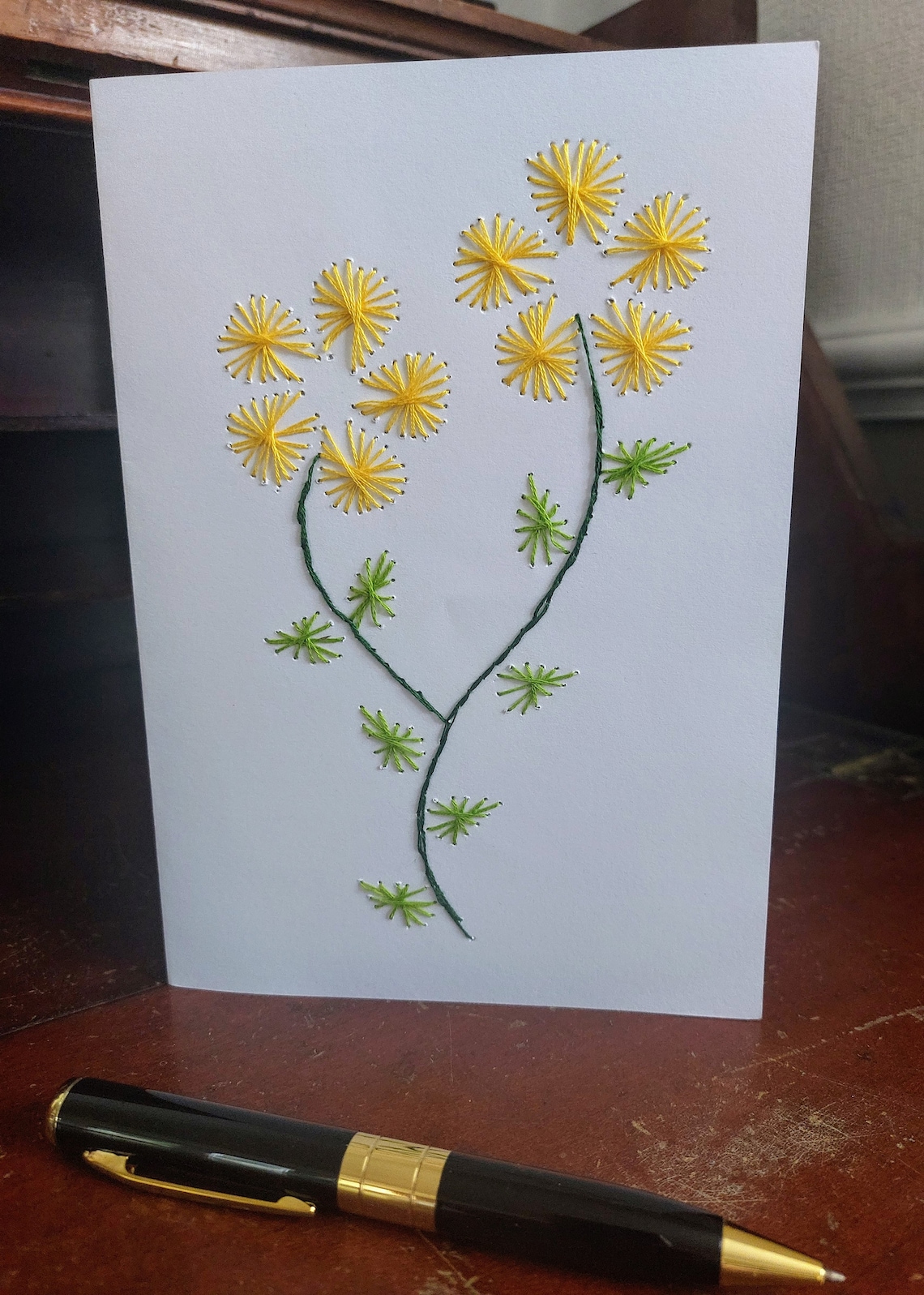 Hand Stitched Daisy Card: Blank A5 Greeting Card - Etsy