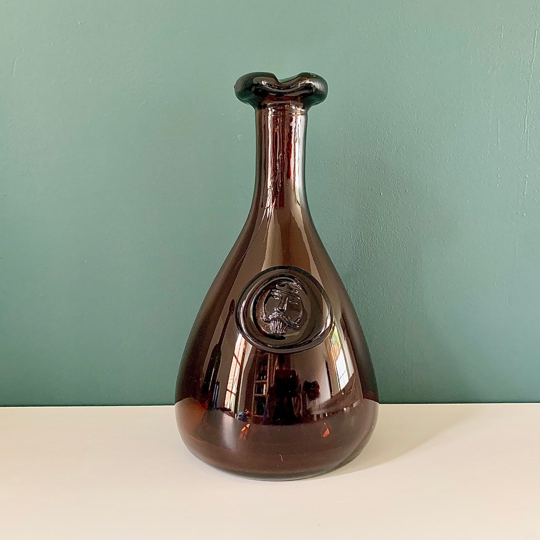 Holmegaard Danish Amber Brown Glass Viking Bottle 1950s 1960s 1970s ...