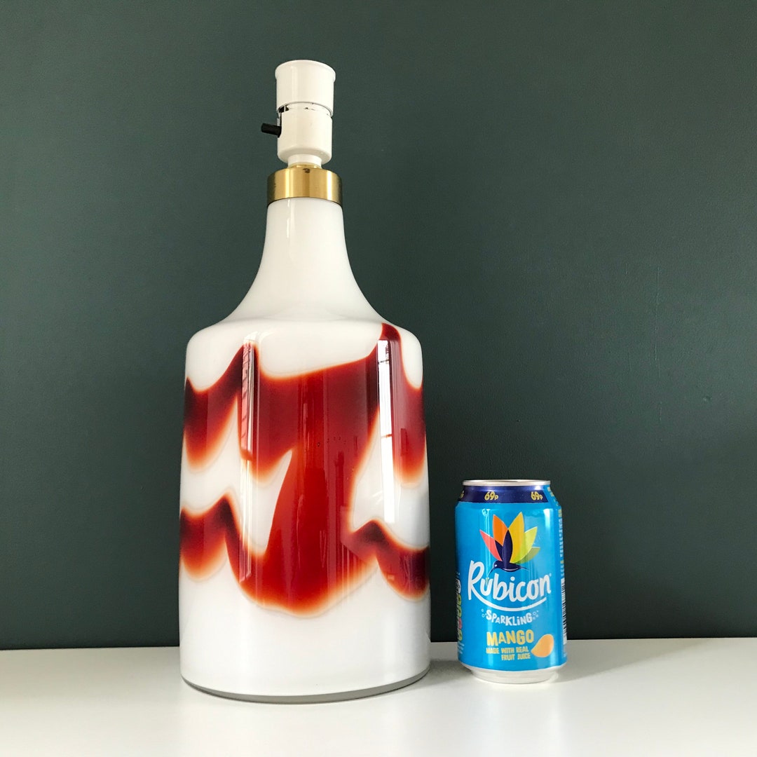 HUGE Holmegaard Red Opal Glass Table Lamp Danish 1970s Light Vintage ...