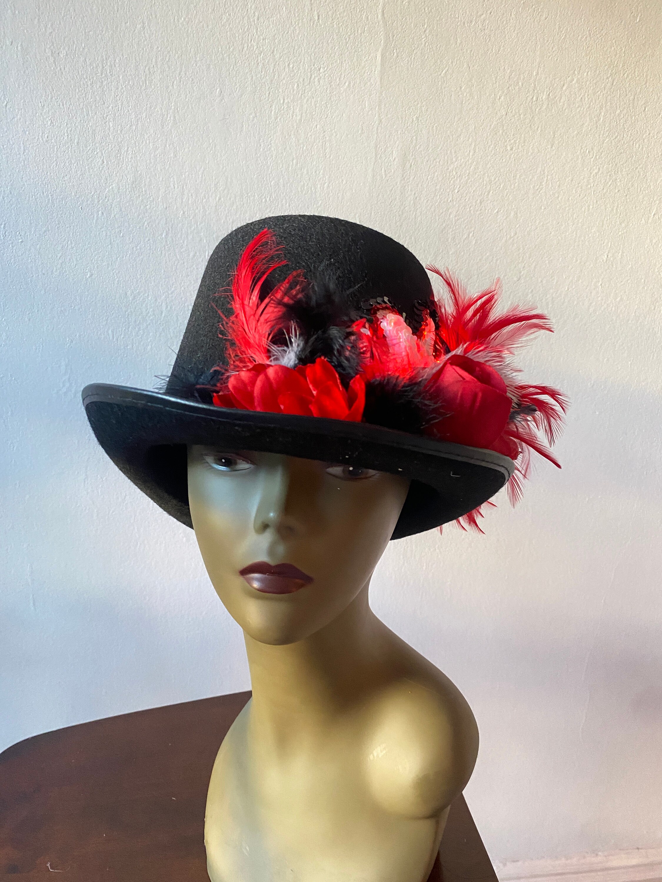 Light up Top Hat, Red Feather Lights Costume Hat Burning Man - Etsy