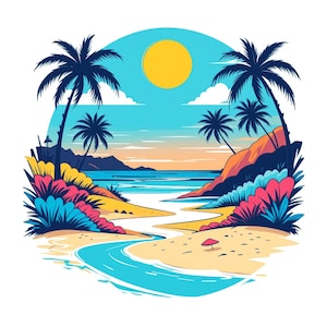 80+ Tropical Summer Clipart Bundle Beach Palm Trees Sun PNG Vacation ...