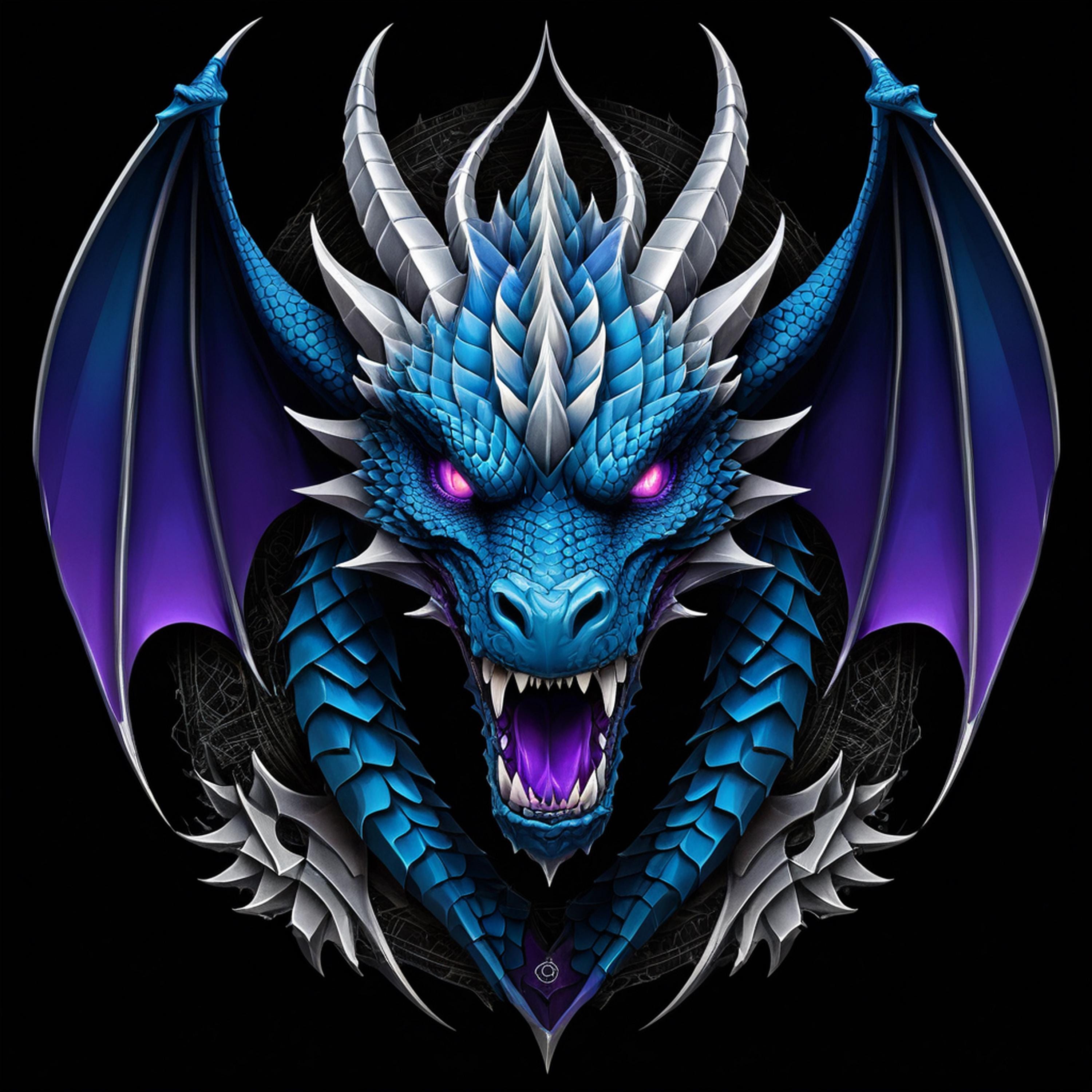 20+ Blue Dragon Art Print & Poster Bundle | Fierce Dragon Head ...