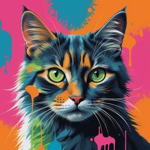 110+ Cat Art Designs| High-quality Modern Abstract Cats | Colorful Art ...