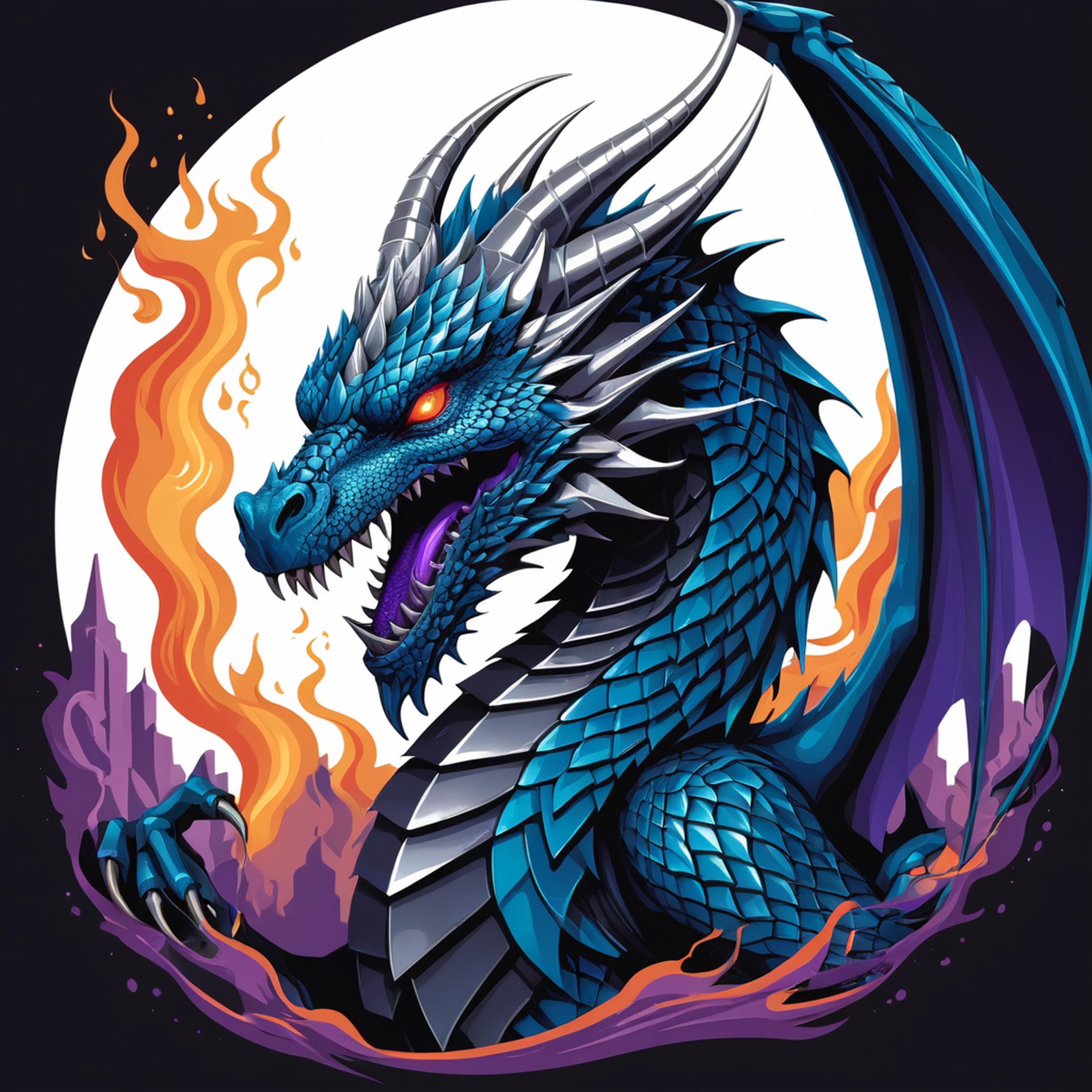 20+ Blue Dragon Art Print & Poster Bundle | Fierce Dragon Head ...