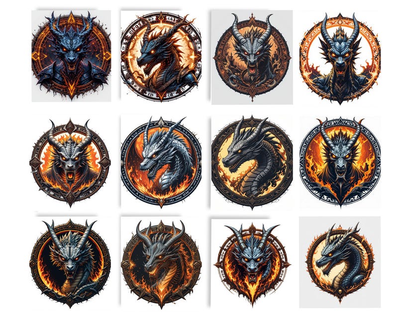 90 Dragon Illustrations: High-res Fantasy Designs (PNG Digital Download ...