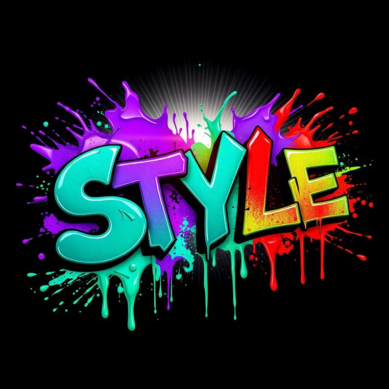 90 Neon Graffiti T-shirt Design Bundle | Abstract Paint Splatter PNG ...