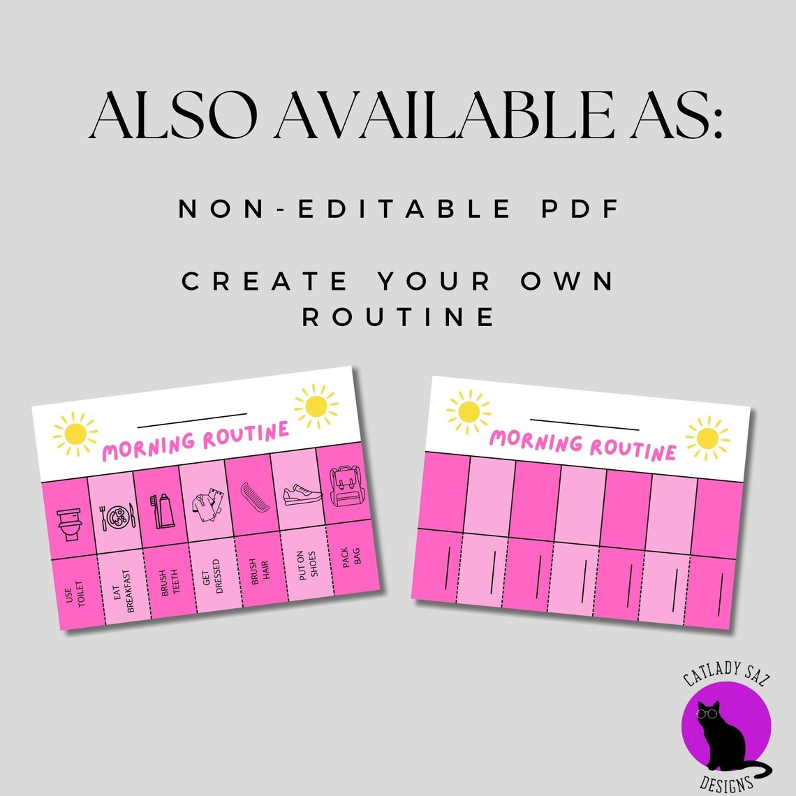Daily Routine Flip Chart Pink | Editable Canva Template | Customisable ...