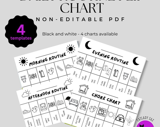 Daily Routine Flip Chart Editable Canva Template Blue Boys Planner ...