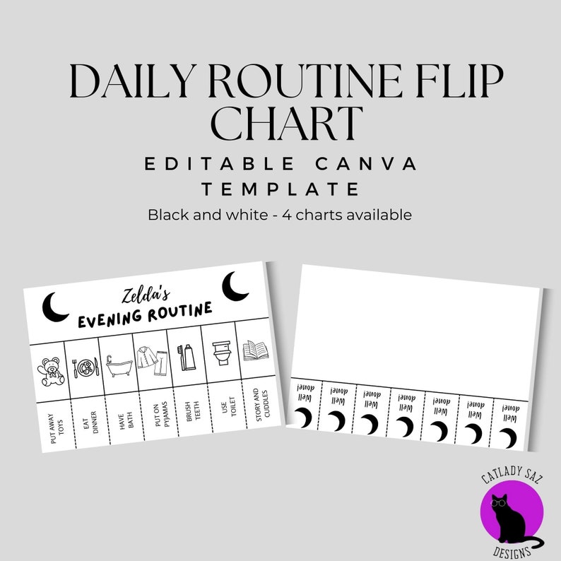 Daily Routine Flip Chart | Editable Canva Template | Toddler Routines ...