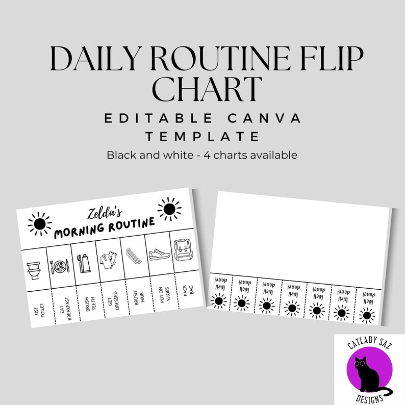 Daily Routine Flip Chart Editable Canva Template Toddler Routines ...