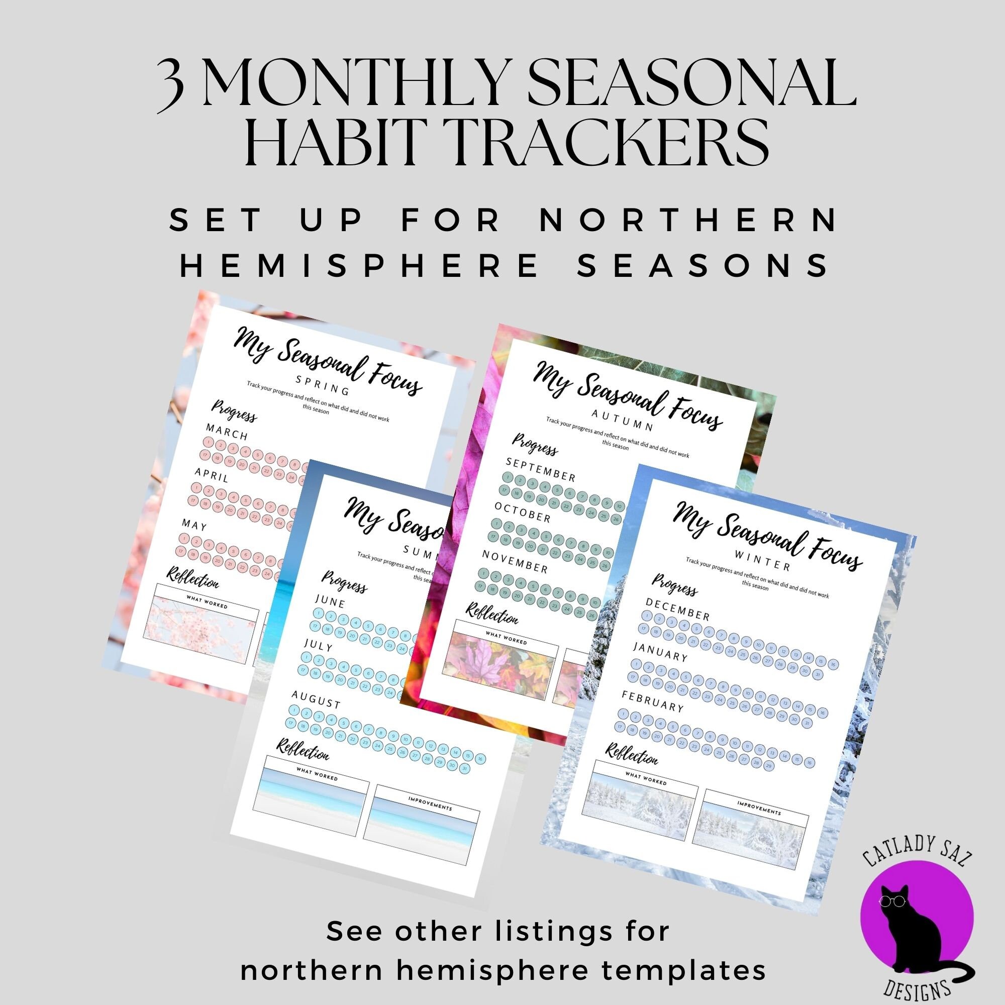 Seasonal Habit Tracker Mega Bundle | Northern Hemisphere | 8 Patterns 3 ...
