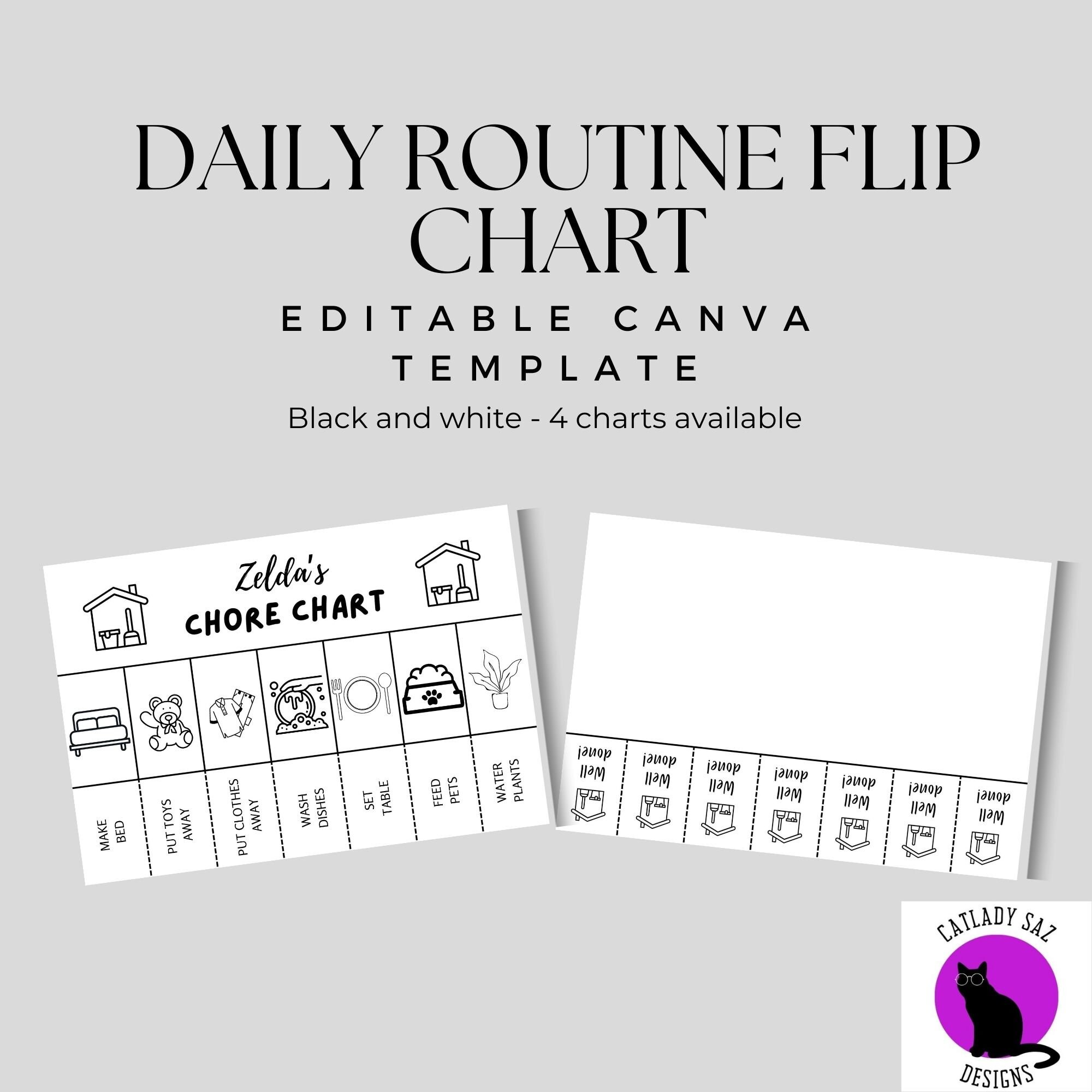 Daily Routine Flip Chart Editable Canva Template Toddler Routines ...