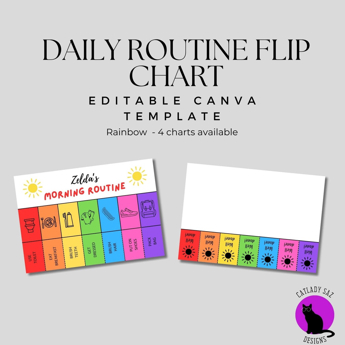 Kids Daily Routine Flip Chart: Editable Canva Template (digital ...