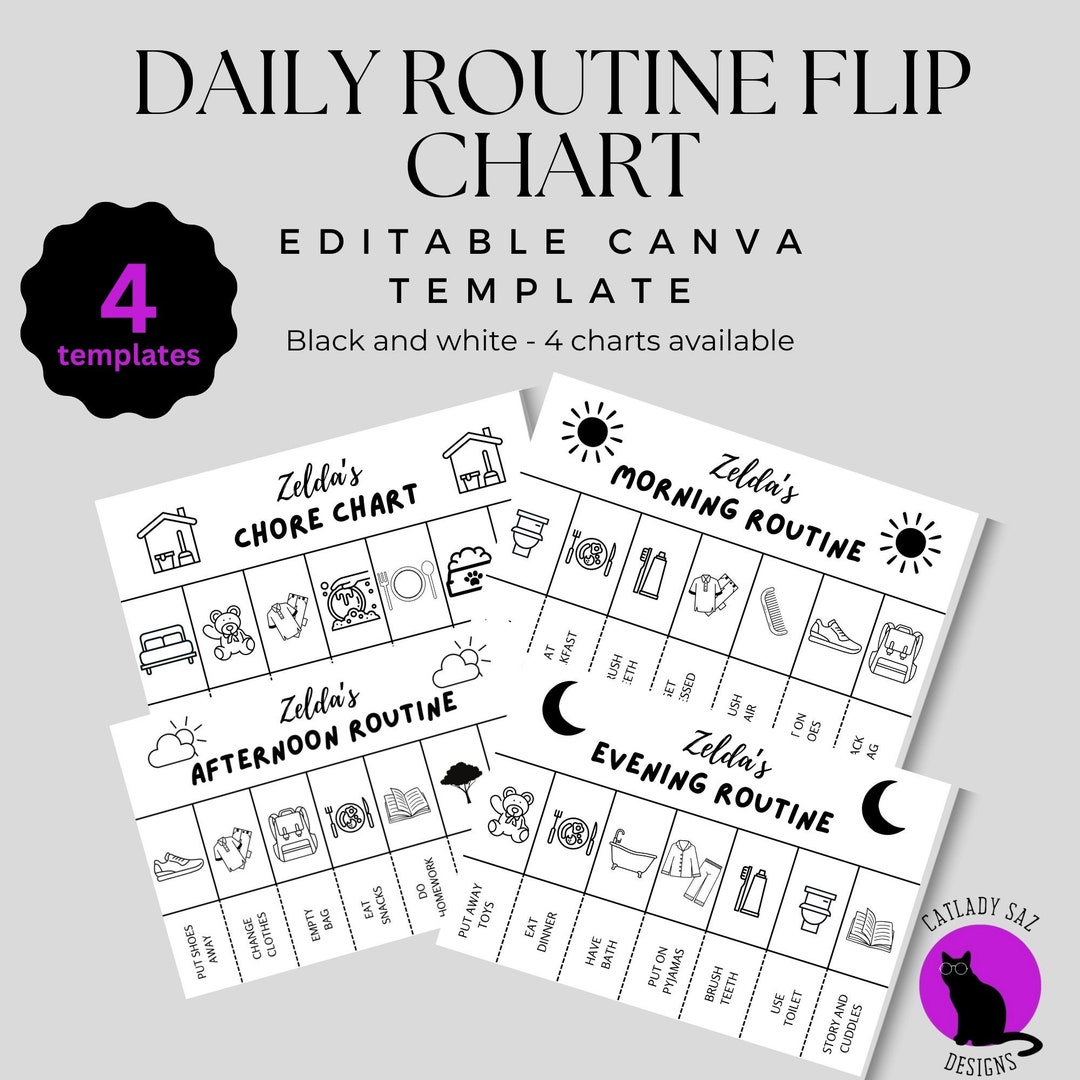 Daily Routine Flip Chart | Editable Canva Template | Toddler Routines ...